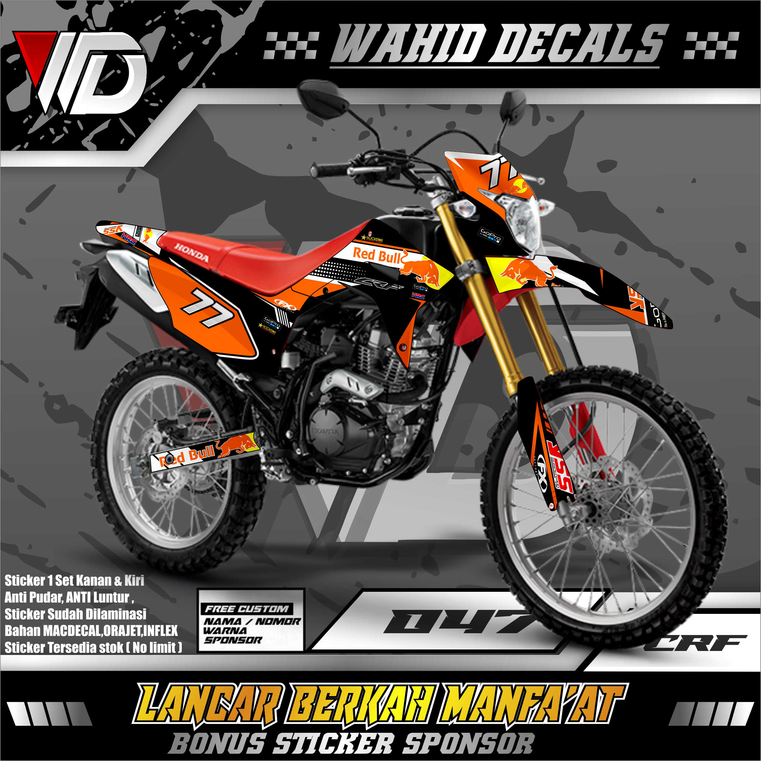 047 DECAL STIKER MOTOR CRF FULL BODY VARIASI REDD BULL KEREN TERBARU ...