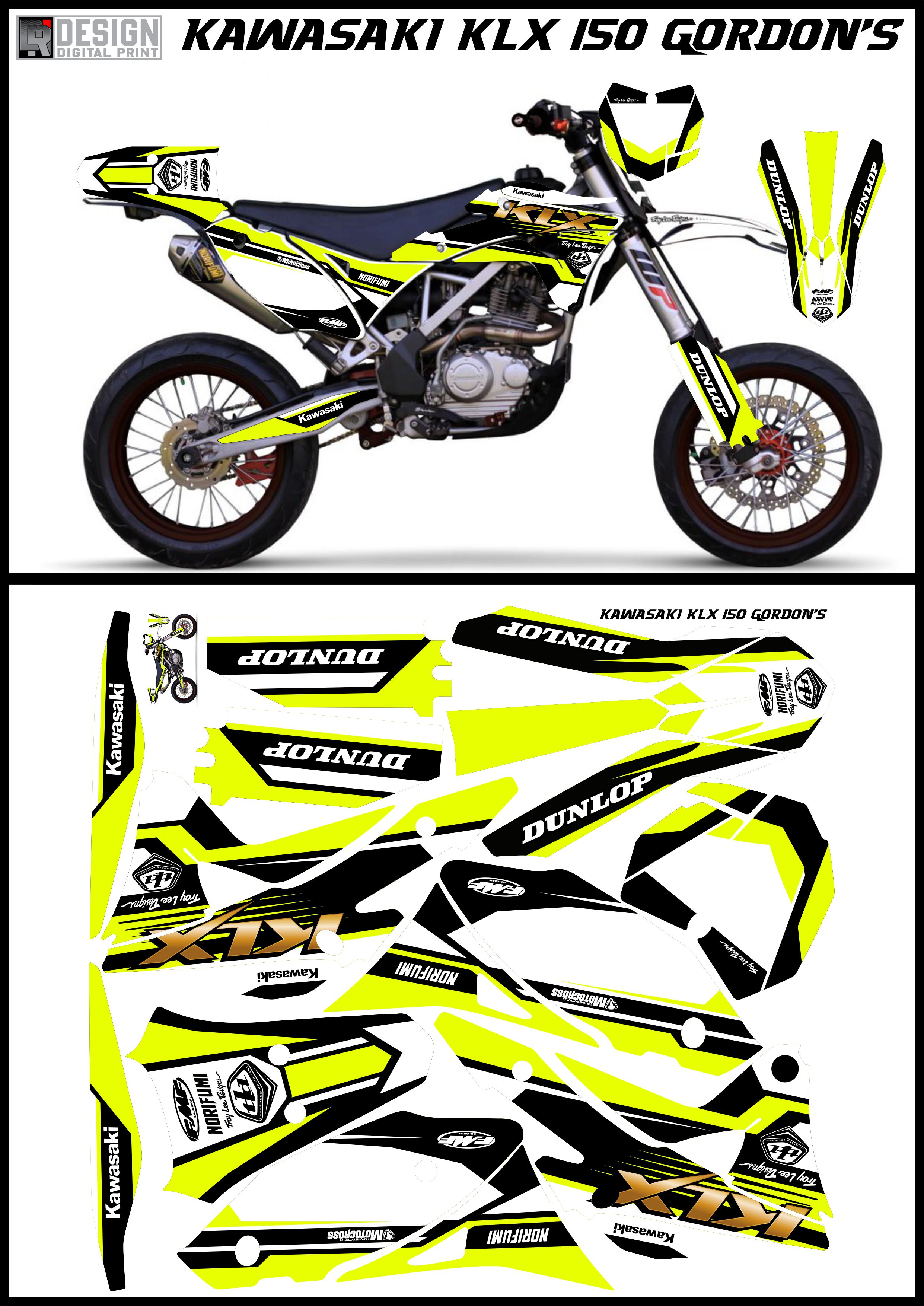 sticker decal full variasi kawasaki klx 150 gordon motip grafis gradasi ...