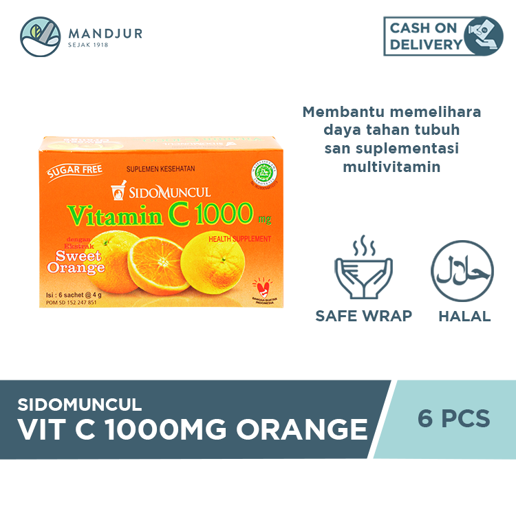 Sido Muncul Vitamin C 1000mg Sweet Orange 6 Sachet - Minuman Serbuk Vit ...