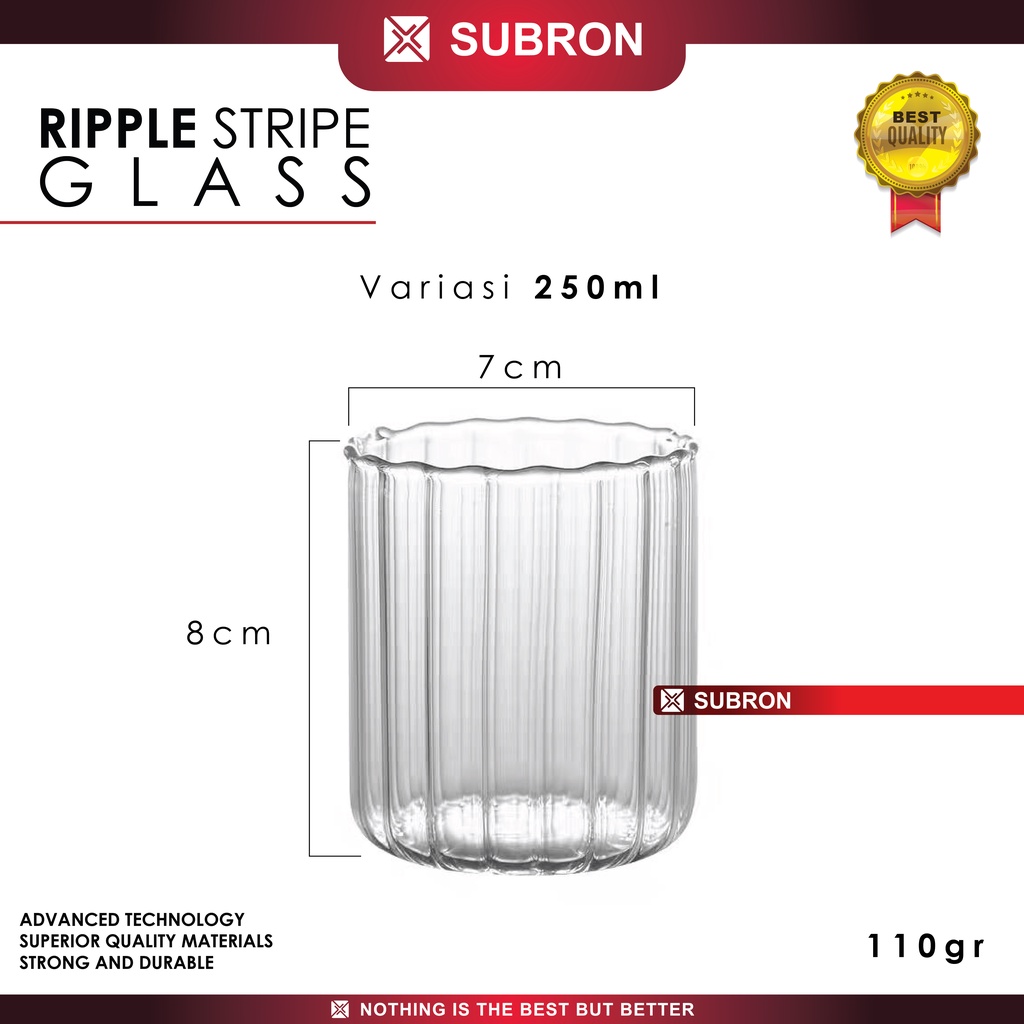 SUBRON Gelas Ripple Stripe 250 410 ml Minuman Juice Yo-Reum Aesthetic ...
