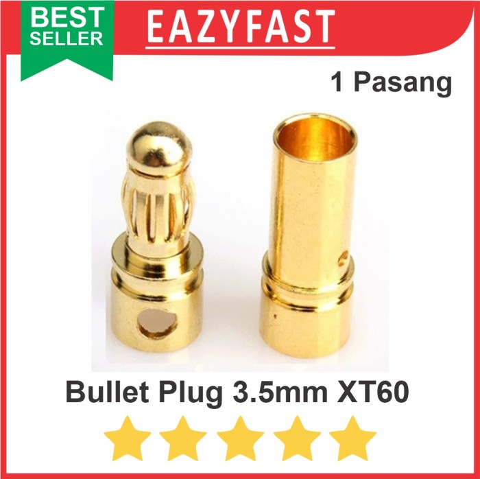 Bullet Plug Pin Banana Gold Male Female Konektor BLDC LiPo ESC XT60 ...