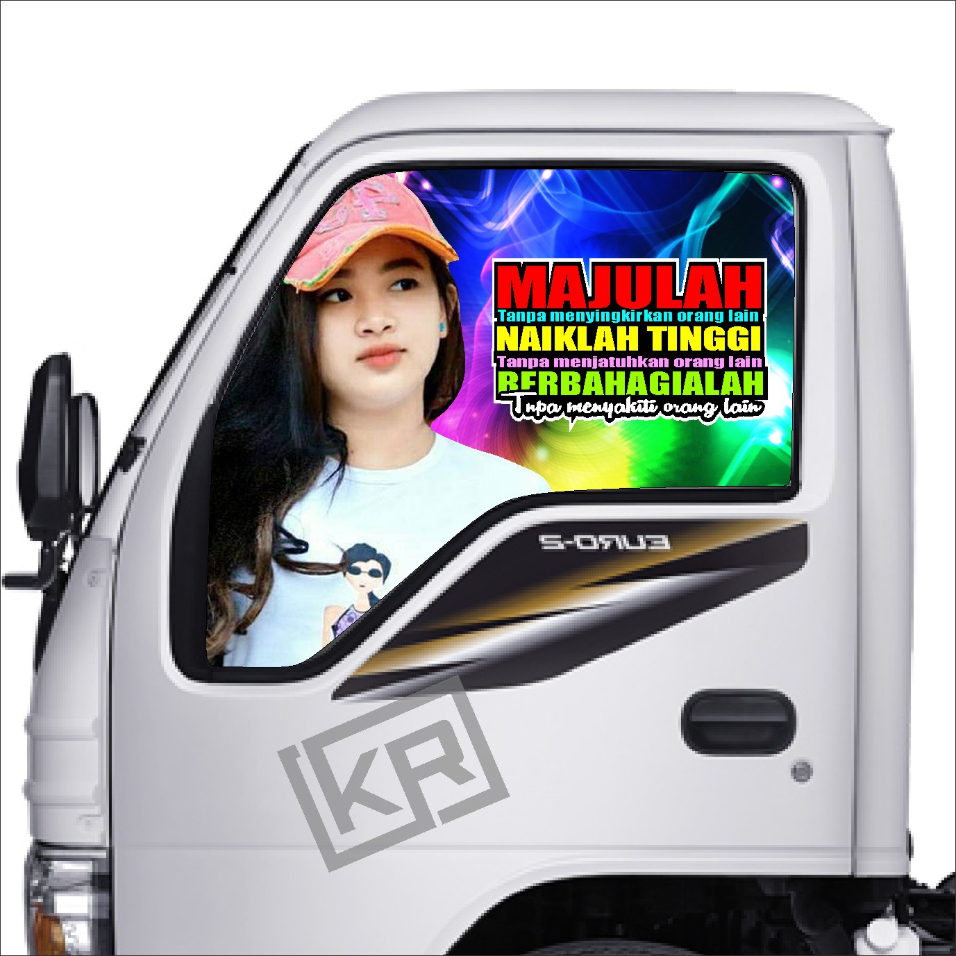 STIKER KACA TRUK ELF STIKER ONE WAY TRUK ELF KIRANA DECAL STORE KODE 03 ...