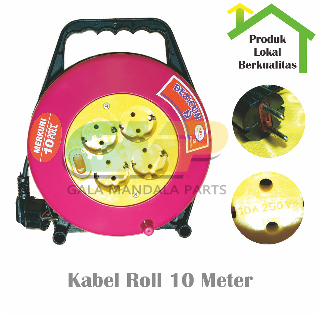 Kabel Roll Colokan Listrik Gulung 4 Lubang Sambungan Cable Box 10meter ...