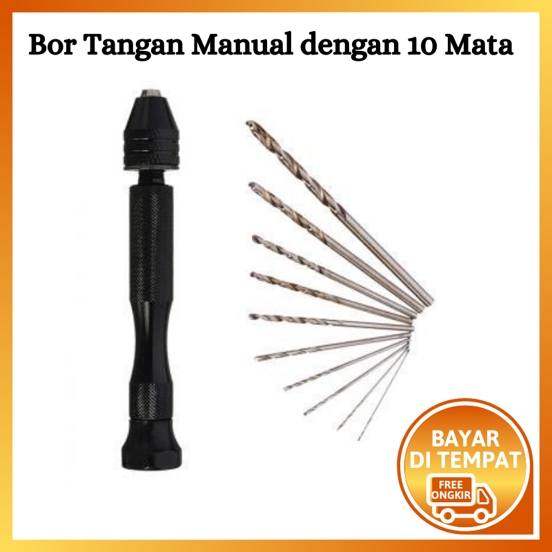 Bor Tangan Manual dengan 10 Mata / Bor Mini Manual dengan 10 Mata / Bor Manual dengan 10 Mata ...