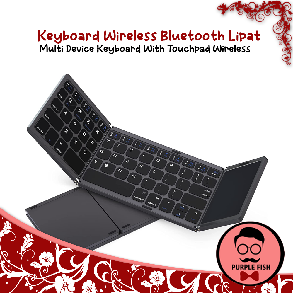 Multi Device Wireless Bluetooth Foldable Keyboard Touchpad Lipat 3 Lazada Indonesia
