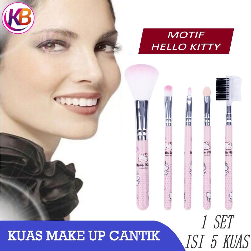 Kuas Make Up Isi 5 Pcs / Hello Kitty / Doraemon / Kuas Make Up Kemasan ...