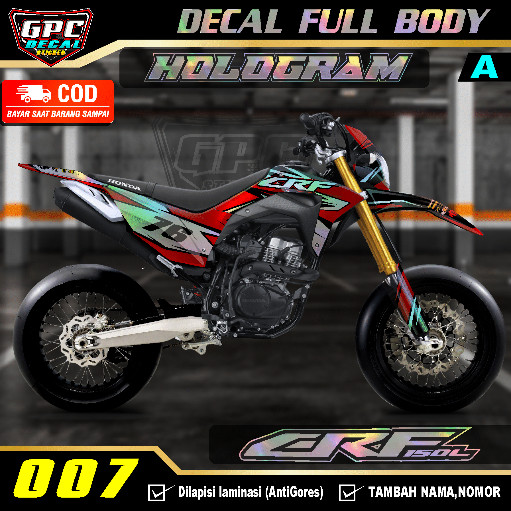 Decal CRF 150 L HOLOGRAM Sticker Fullbody-Dekal stiker CRF 150 L ...