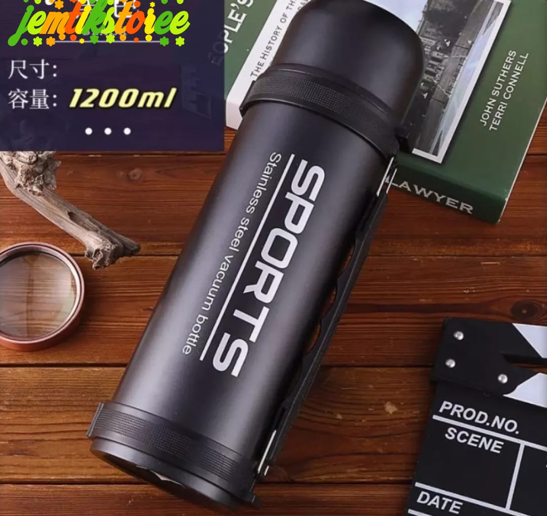 Termos 1200 ml(1 liter lebih) Termos Sports Stainless Steel Vacuum ...