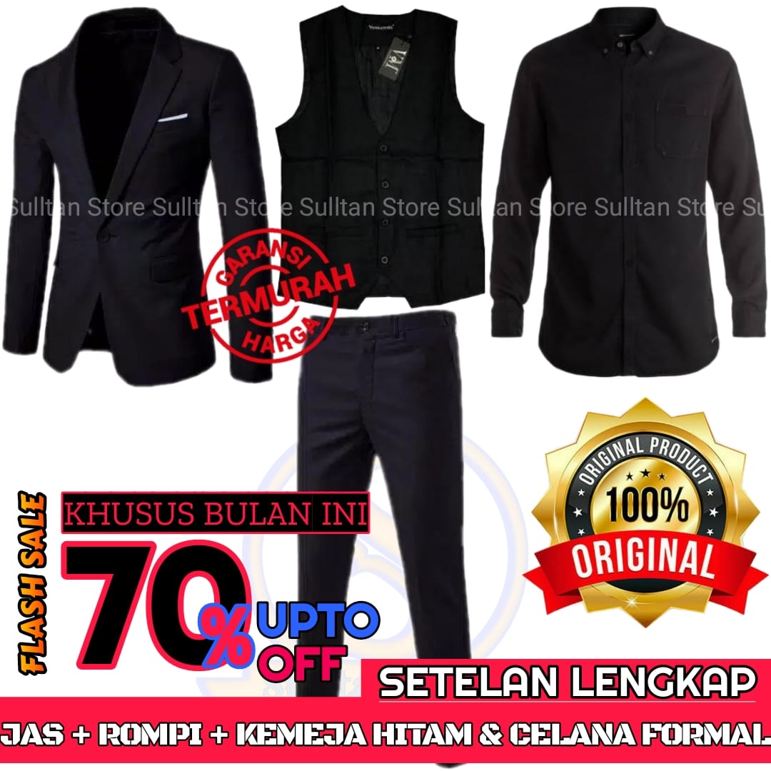 COD Setelan jas pria lengkap Warna Hitam Polos / Setelan jas pria ...