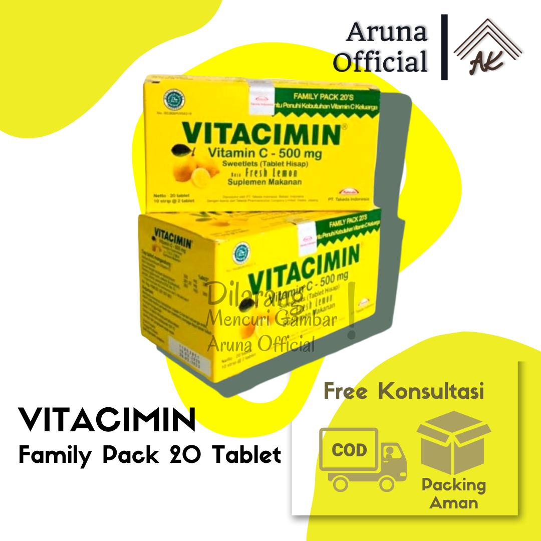 Vitacimin C Family Pack Lemon Daya Tahan Tubuh Isi 20 Tablet / 10 strip ...