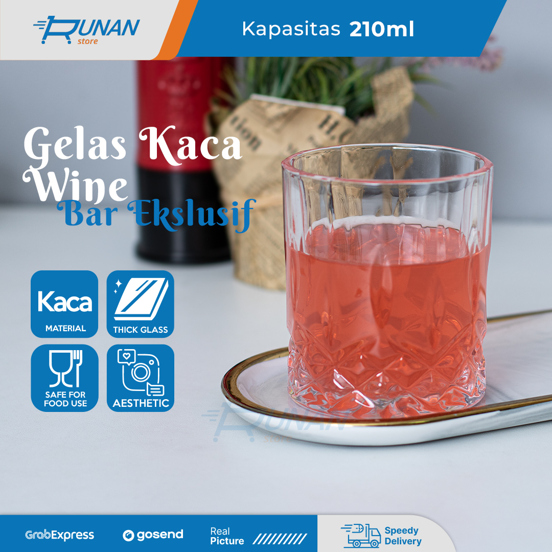Gelas Kaca Wine 210ml Gelas Minum Whiskey Wine Glass Bar Eksklusif ...