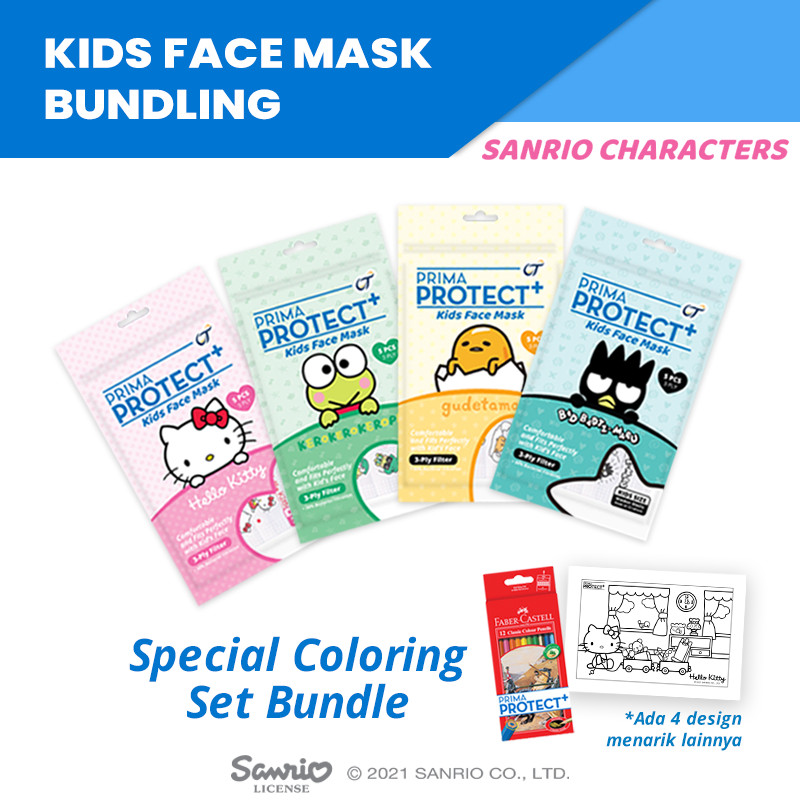 PRIMA PROTECT+ Kids Face Mask SANRIO CHARACTERS - Bundling 4 Pack ...