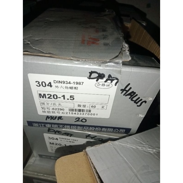 Mur M20 drat halus 1.5 stainless 304 THE A2-70 | Lazada Indonesia