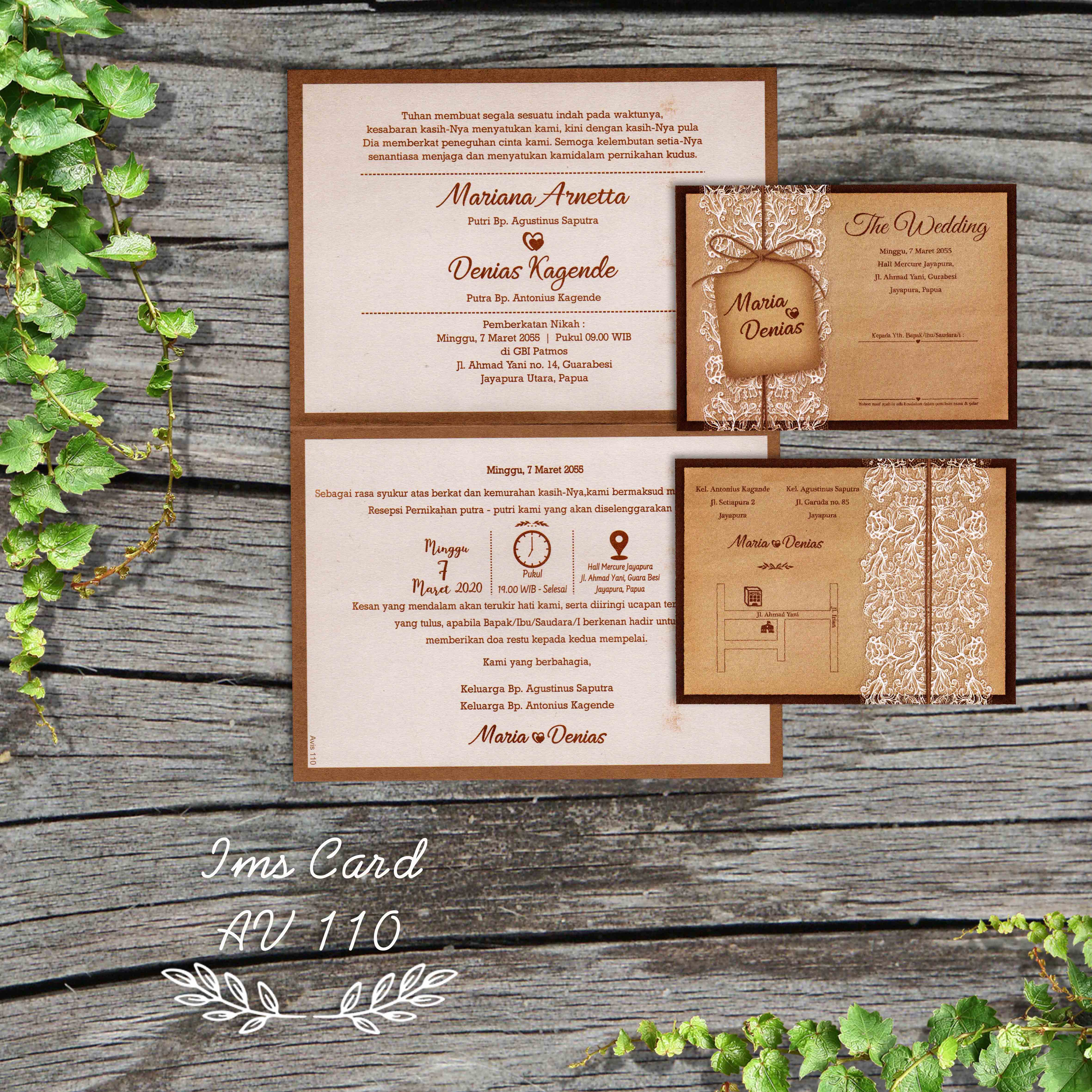 100 pcs undangan pernikahan hijau, coklat, hitam, cream, vintage mewah ...