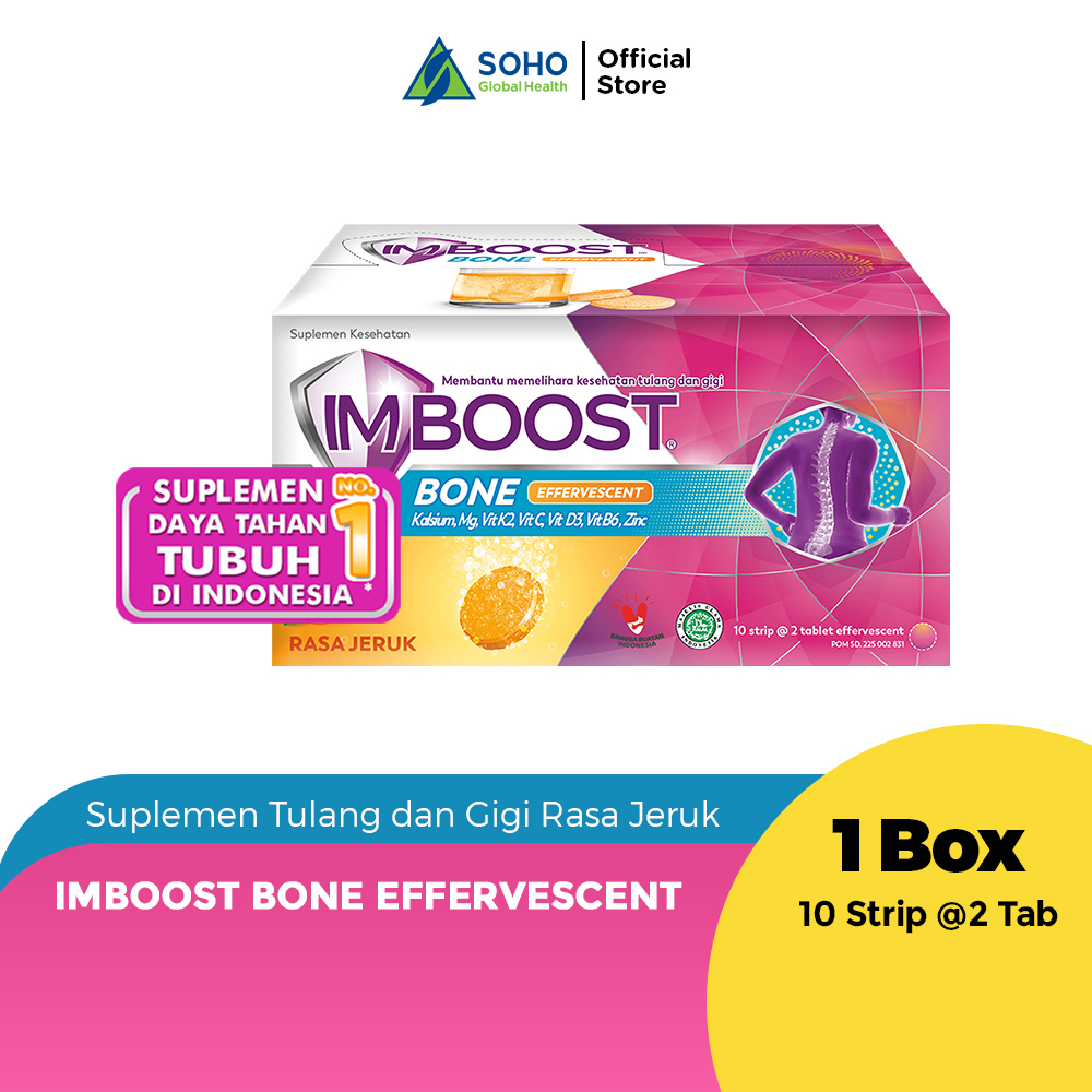Imboost Bone Orange Effervescent 1 Box (10 Strip x 2 Tab) | Lazada Indonesia