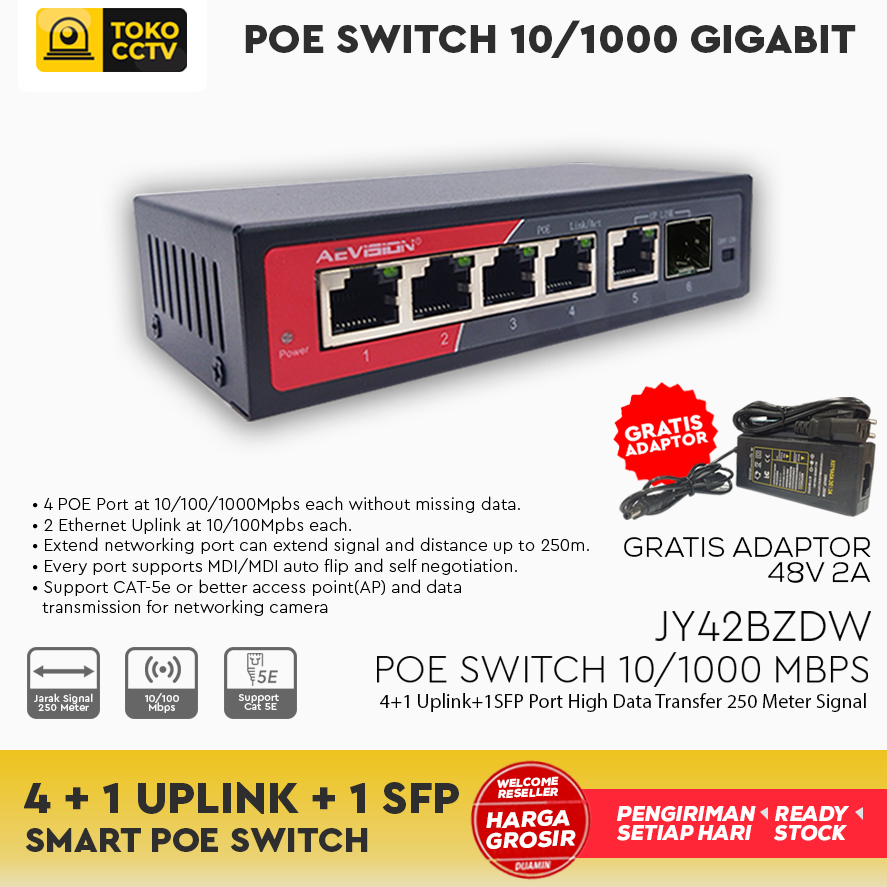 POE SWITCH 4 PORT GIGABIT 10/100/1000 4 POE + 2 UPLINK | Lazada Indonesia