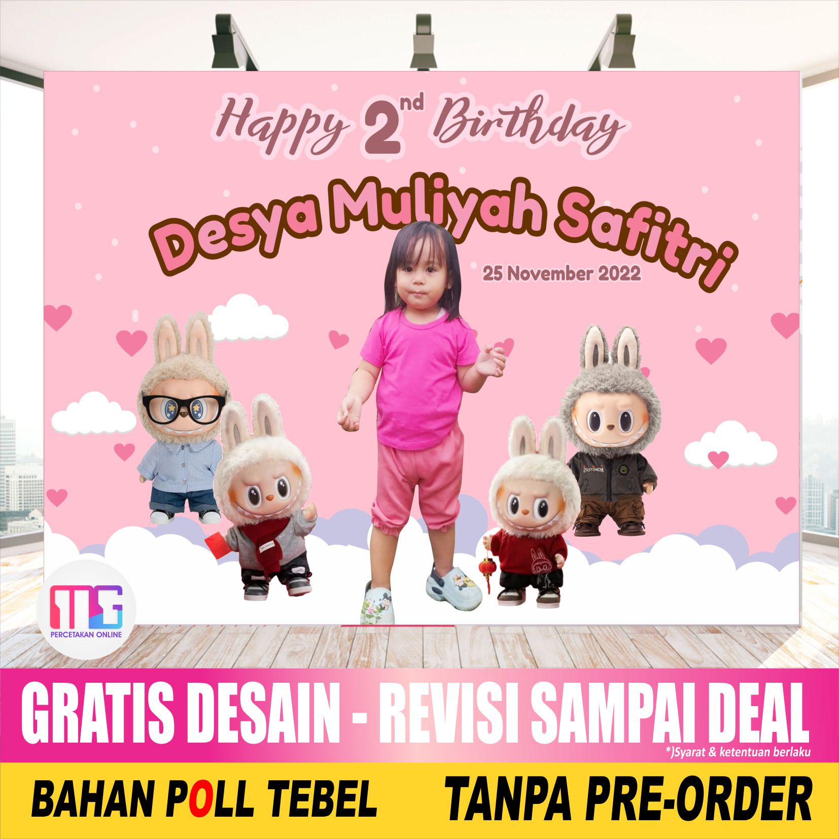 Spanduk Ulang Tahun anak perembpuanboneka labubu - Banner Hiasan Ulang ...