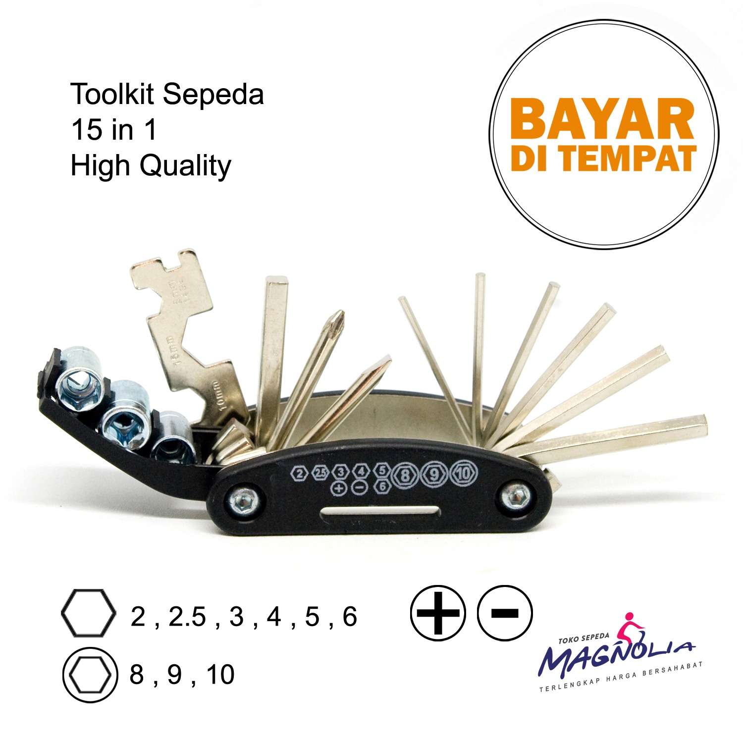 Toolkit Sepeda Alat Perkakas Peralatan Perbaikan Sepeda 15 in 1 Lengkap ...
