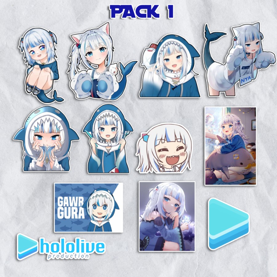 Stiker Pack Gawr Gura Hololive Vtuber Anime Sticker Waterproof | Lazada ...