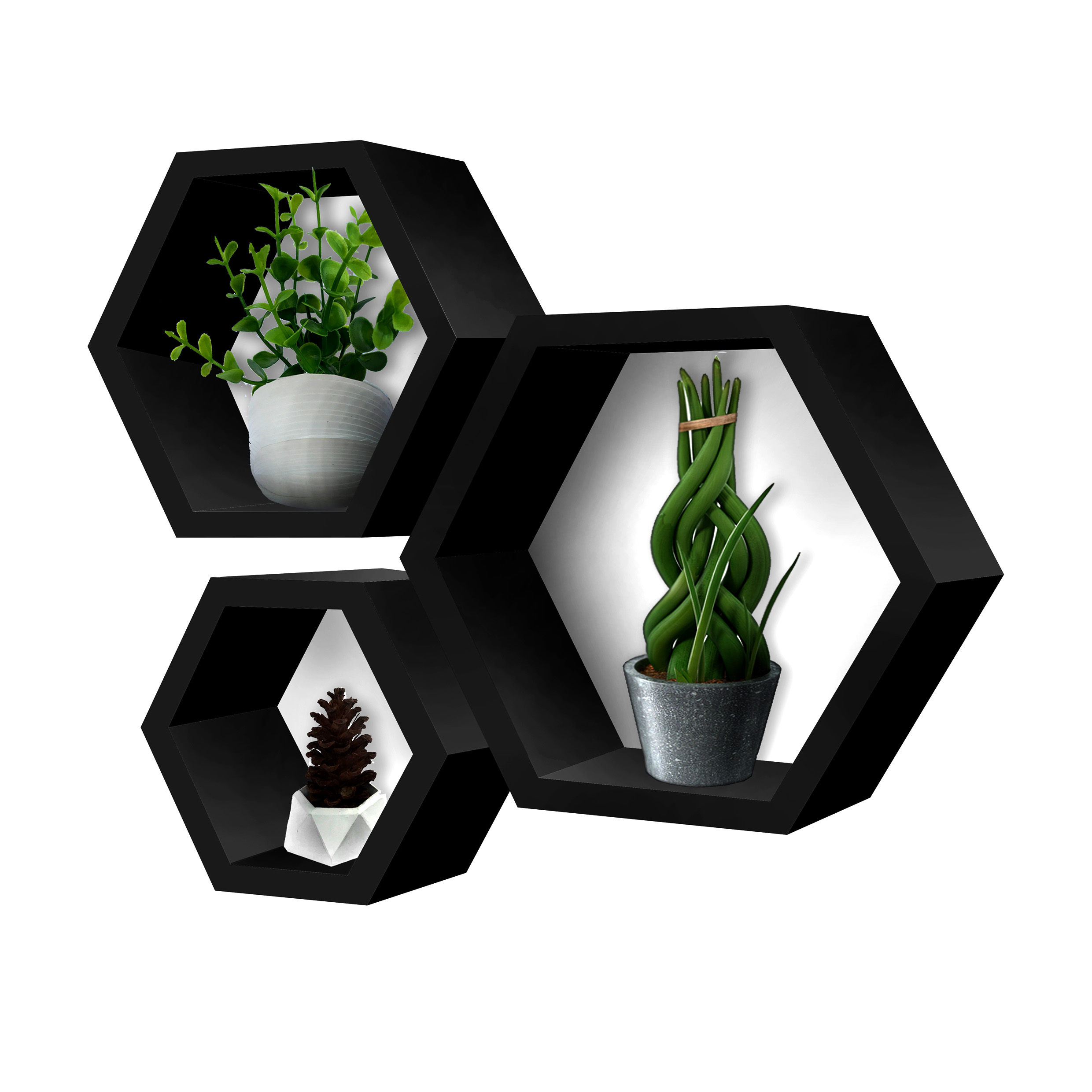 Pajangan Dinding hexagonal segi enam Minimalis Rak dinding kayu ...