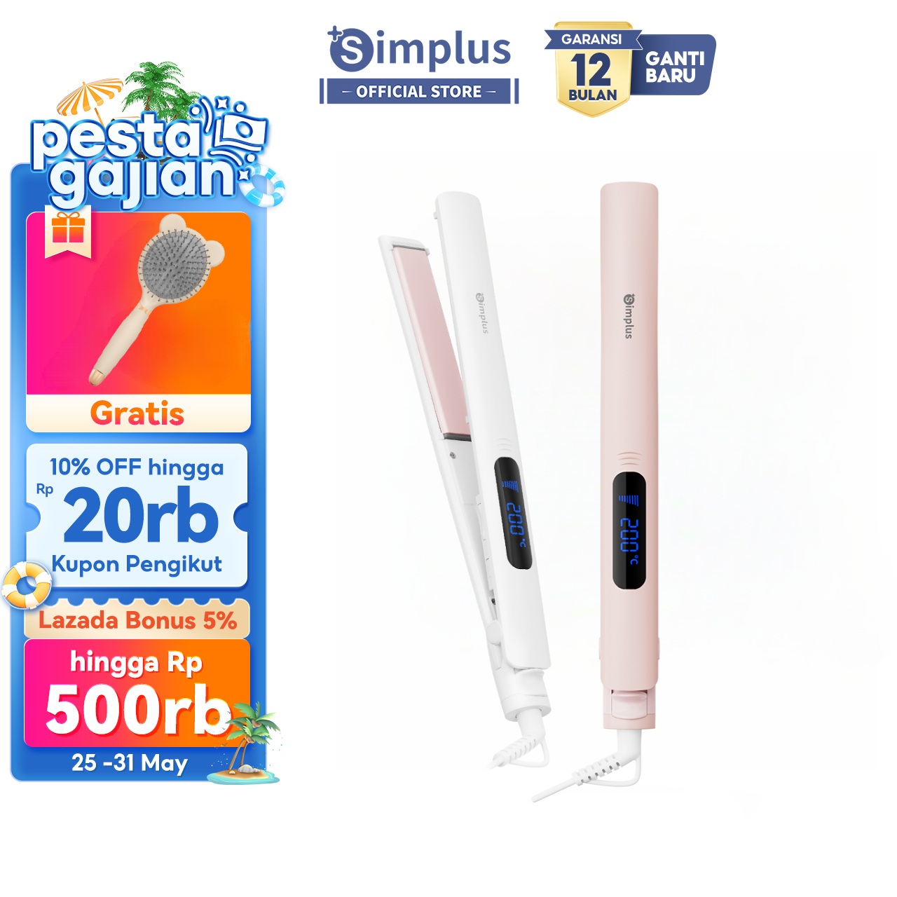 Simplus Catokan Rambut 2in1 Hair Styler dan Keriting 9 Tingkat ...