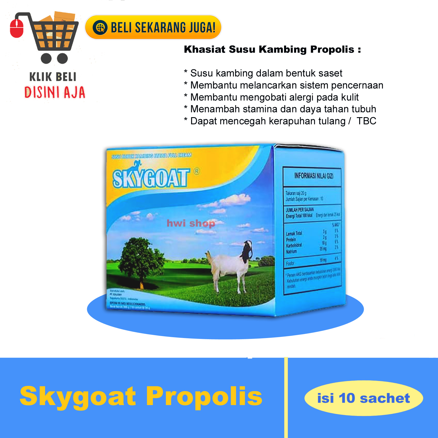 1 Bok Susu Kambing Skygoat Plus Propolis isi 10sachet - Sky goat Ettawa ...