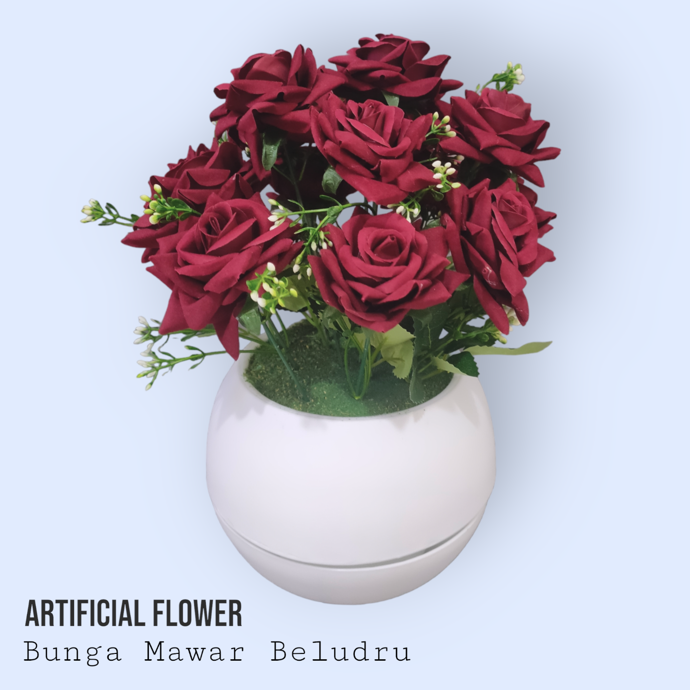 Bunga Hias Bunga Mawar Beludru Vas Vienna MB-125 Maroon | Lazada Indonesia