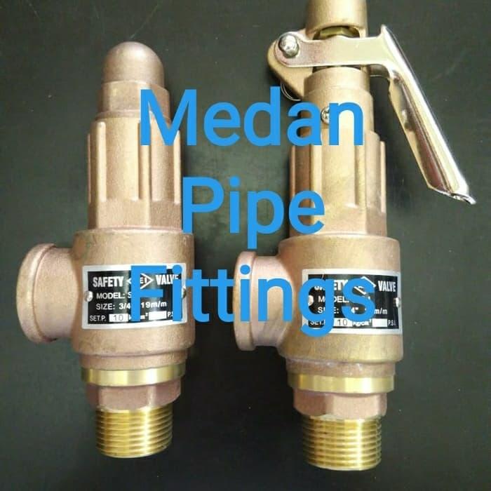 Safety Valve Kuningan 1" 10 kg Tanpa Lever Drat Relief Handle Brass ...