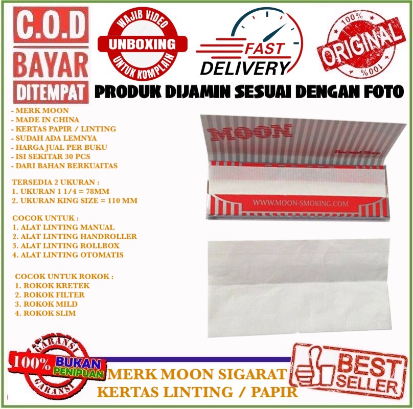 CIGARET PAPER KERTAS LINTING PAPIR MOON UNTUK KERAJINAN TANGAN SUDAH ...