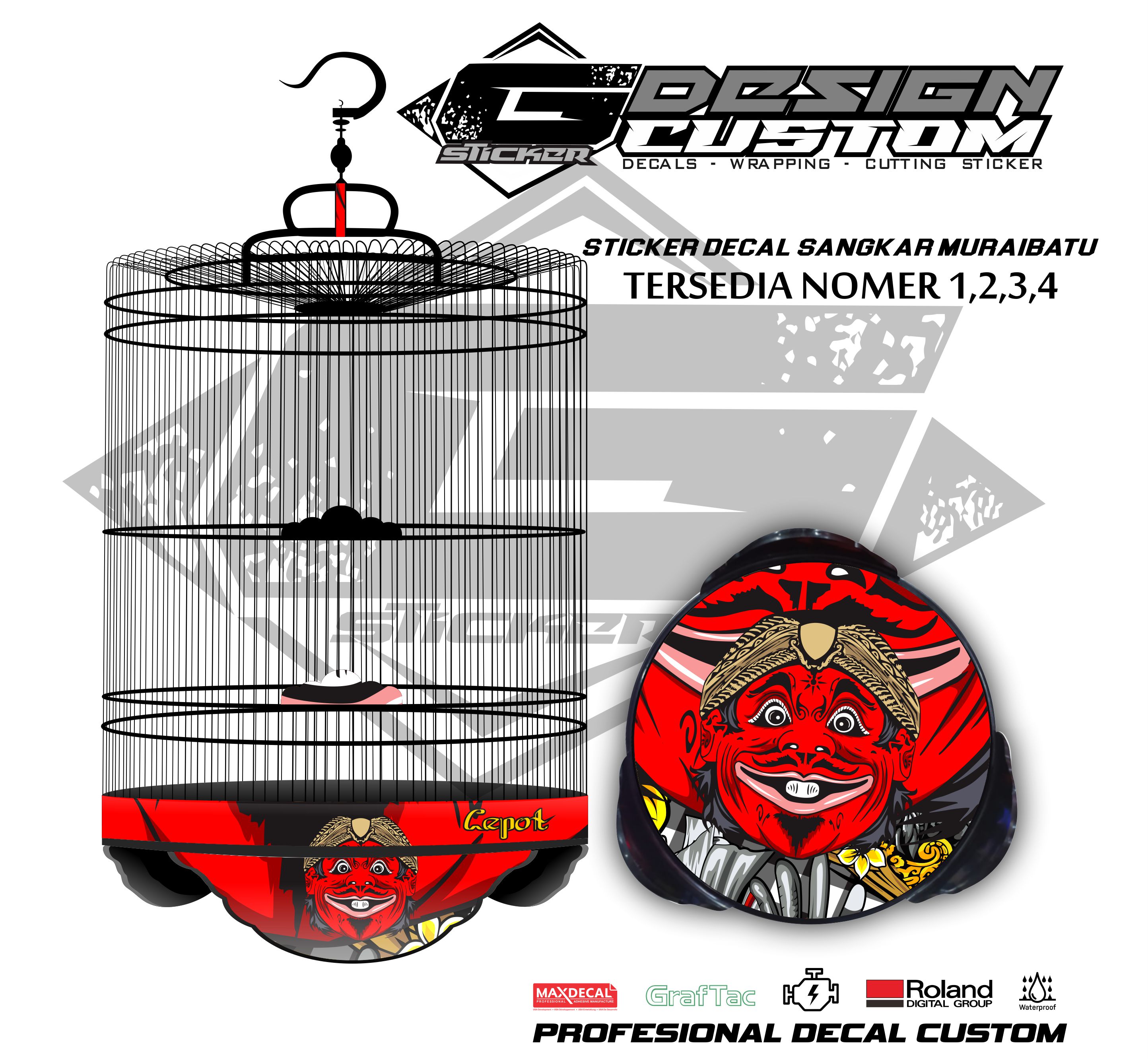 STICKER DECAL TEBOK / EBOD SANGKAR MURAIBATU GAMBAR CEPOT NO 1 2 3 4 | Lazada Indonesia