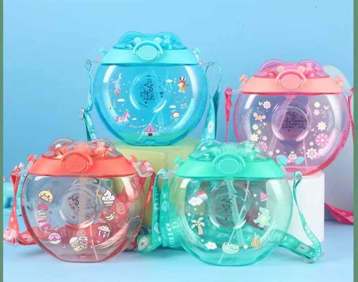 BOTOL MINUM ANAK ANIMAL BULAT | BOTOL KARAKTER 400 ML BPA FREE | Lazada ...