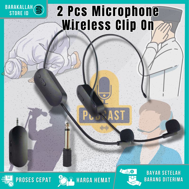 TaffSTUDIO 2 PCS Wireless Microphone 2.4G Headset with Receiver / mic mik mikrofon suara jernih ...