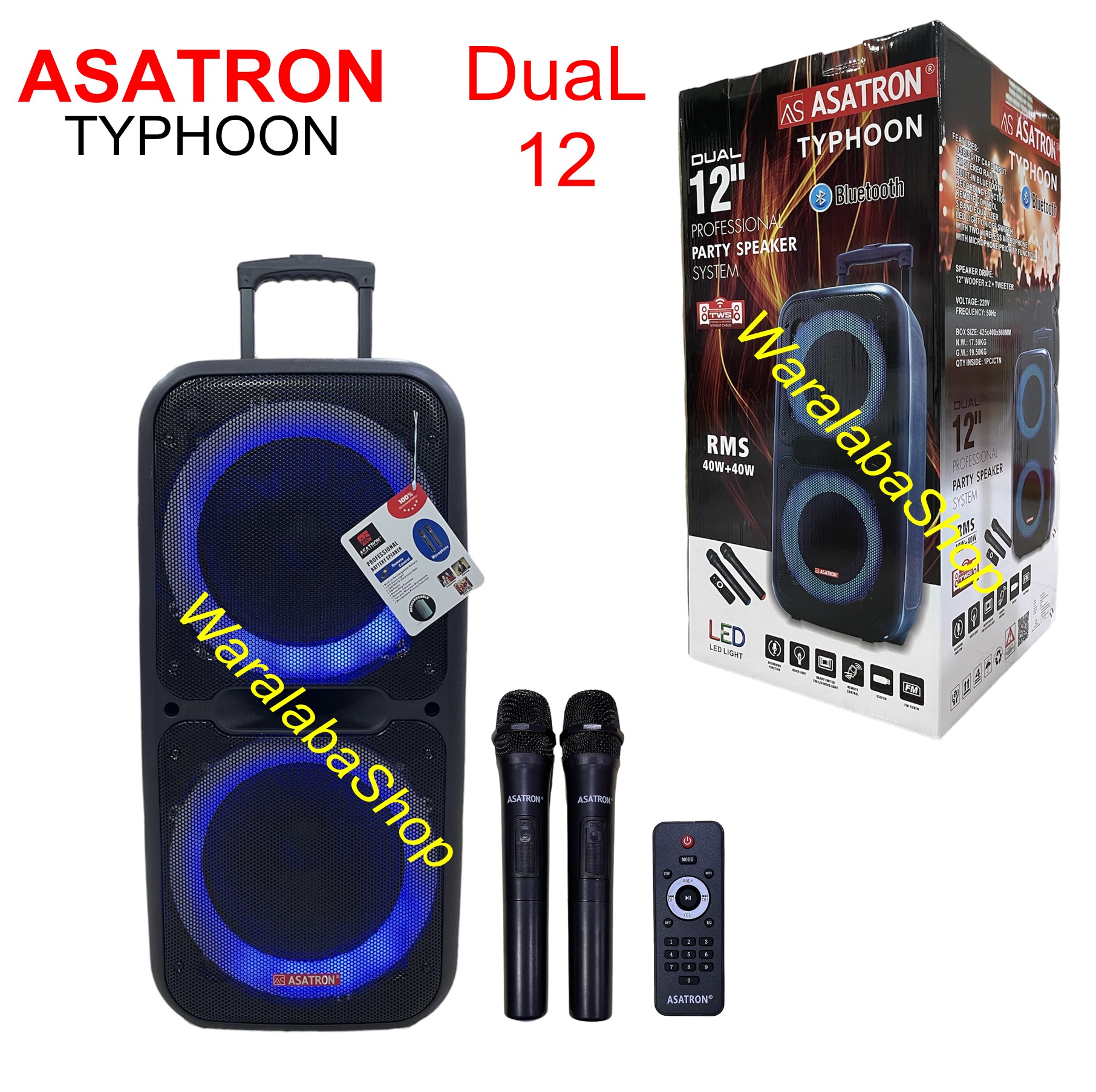 Asatron Portable Typhoon Double 12 Inch Include 2 Mic | Lazada Indonesia