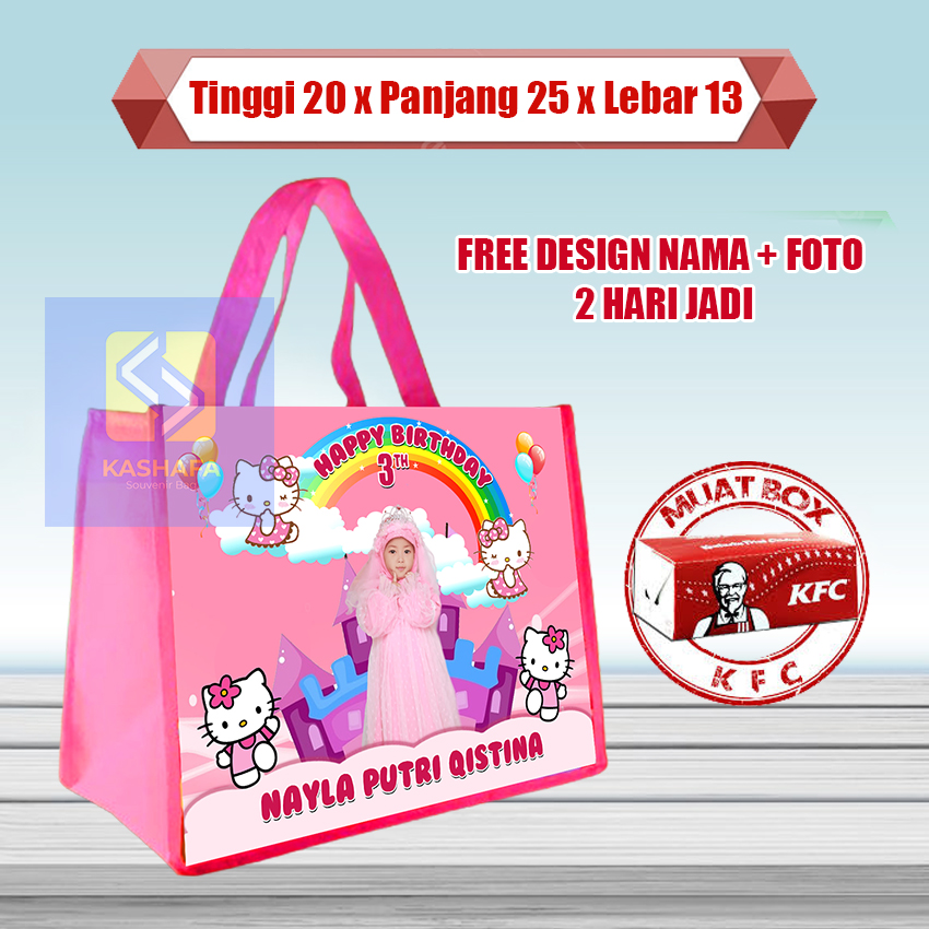 (40 PCS) Tas Ulang Tahun Anak Custom Tas ultah muat KFC Tas ultah ...