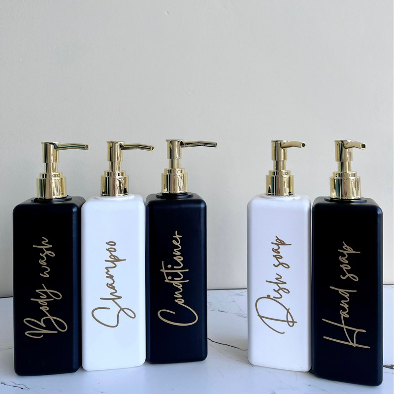 BOTOL KOTAK 500ML HITAM / PUTIH GOLD NEW LONG PIPE LUXURY . aesthetic ...