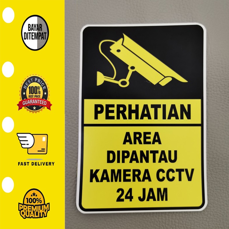 【15 X 10 cm】 Stiker CCTV Warning STICKER Kamera Peringatan Pengawas ...