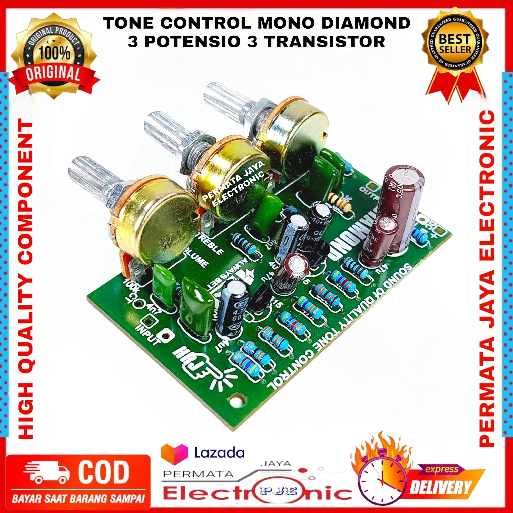 Tone Control Mono Diamond 3 Potensio 3 Transistor | Lazada Indonesia