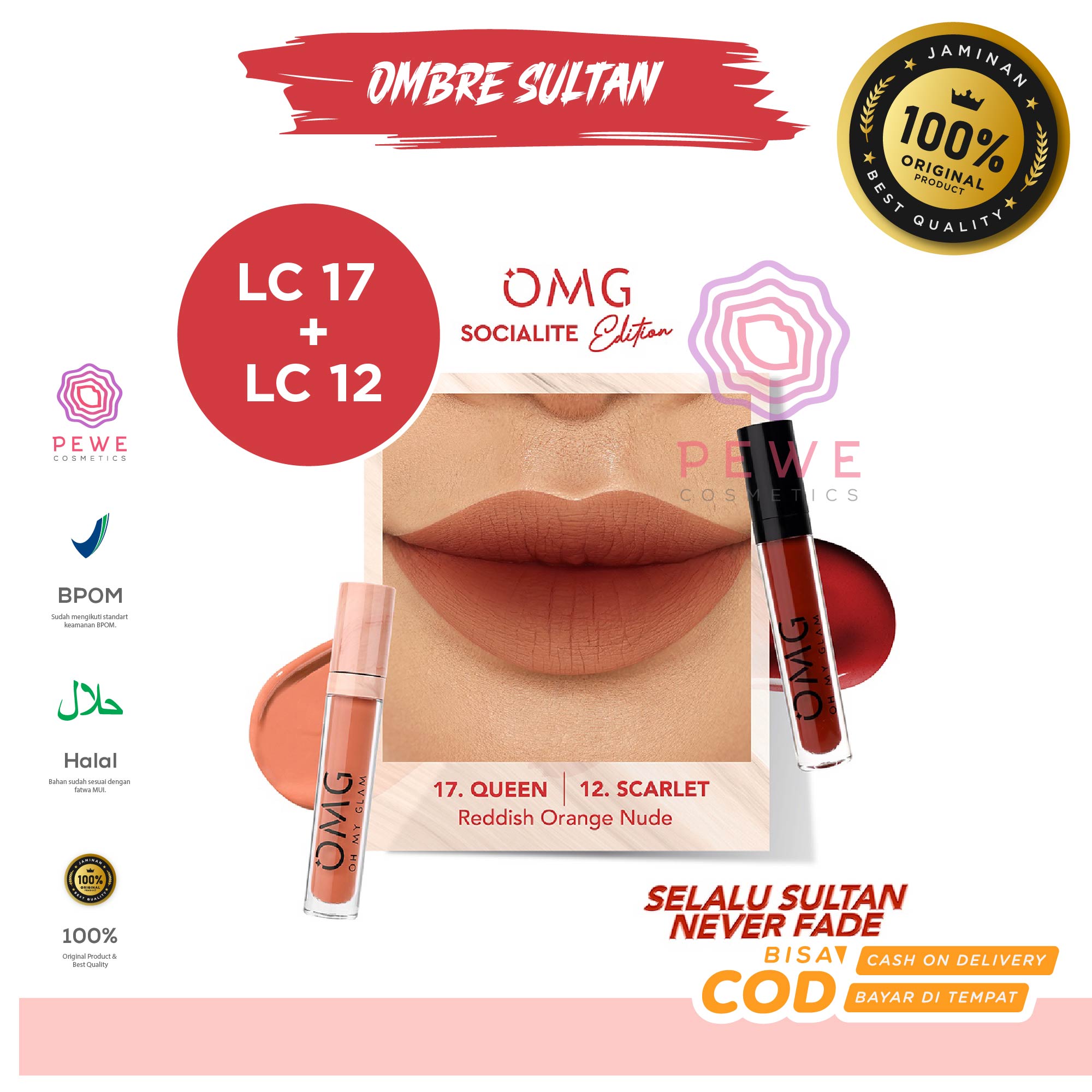 OMG Paket Ombre Lipstik Sultan | Glassy | Lipcream | Liptint Original 2 ...