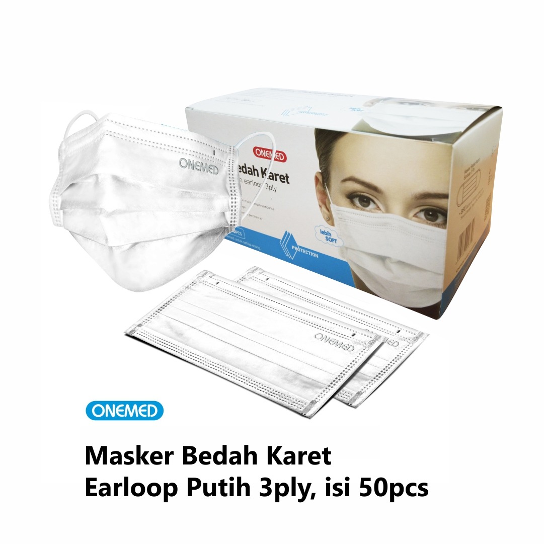 MASKER MEDIS ONEMED WARNA PUTIH EARLOOP | Lazada Indonesia
