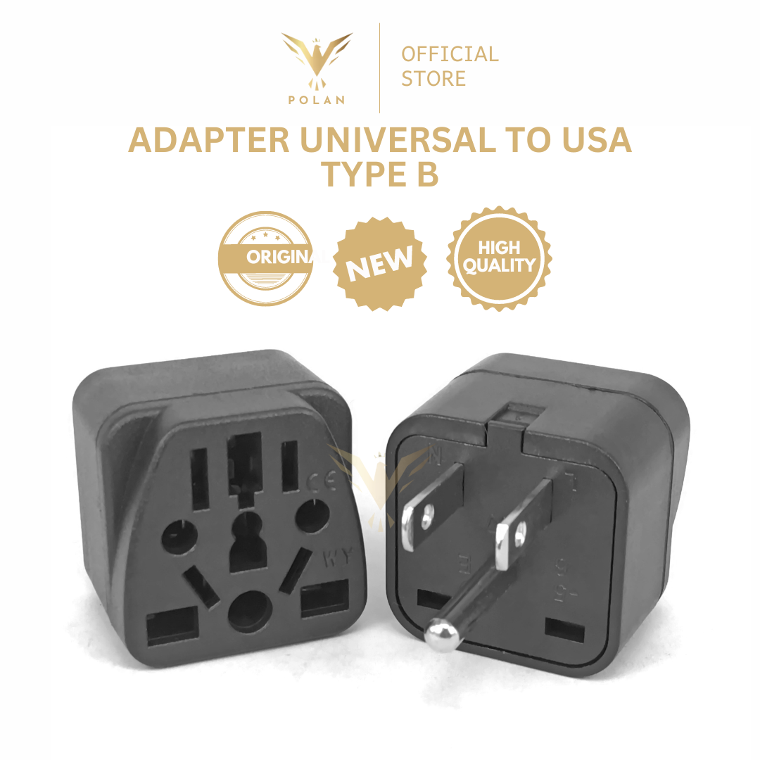 STOP KONTAK COLOKAN LISTRIK STEKER ADAPTER USA TIPE B KAKI 3 GEPENG ...