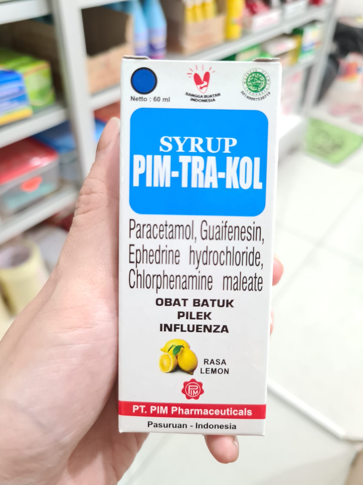 OBAT BATUK PILEK PIMTRAKOL RASA LEMON 60ML / PIM-TRA-KOL / PIM TRA KOL ...