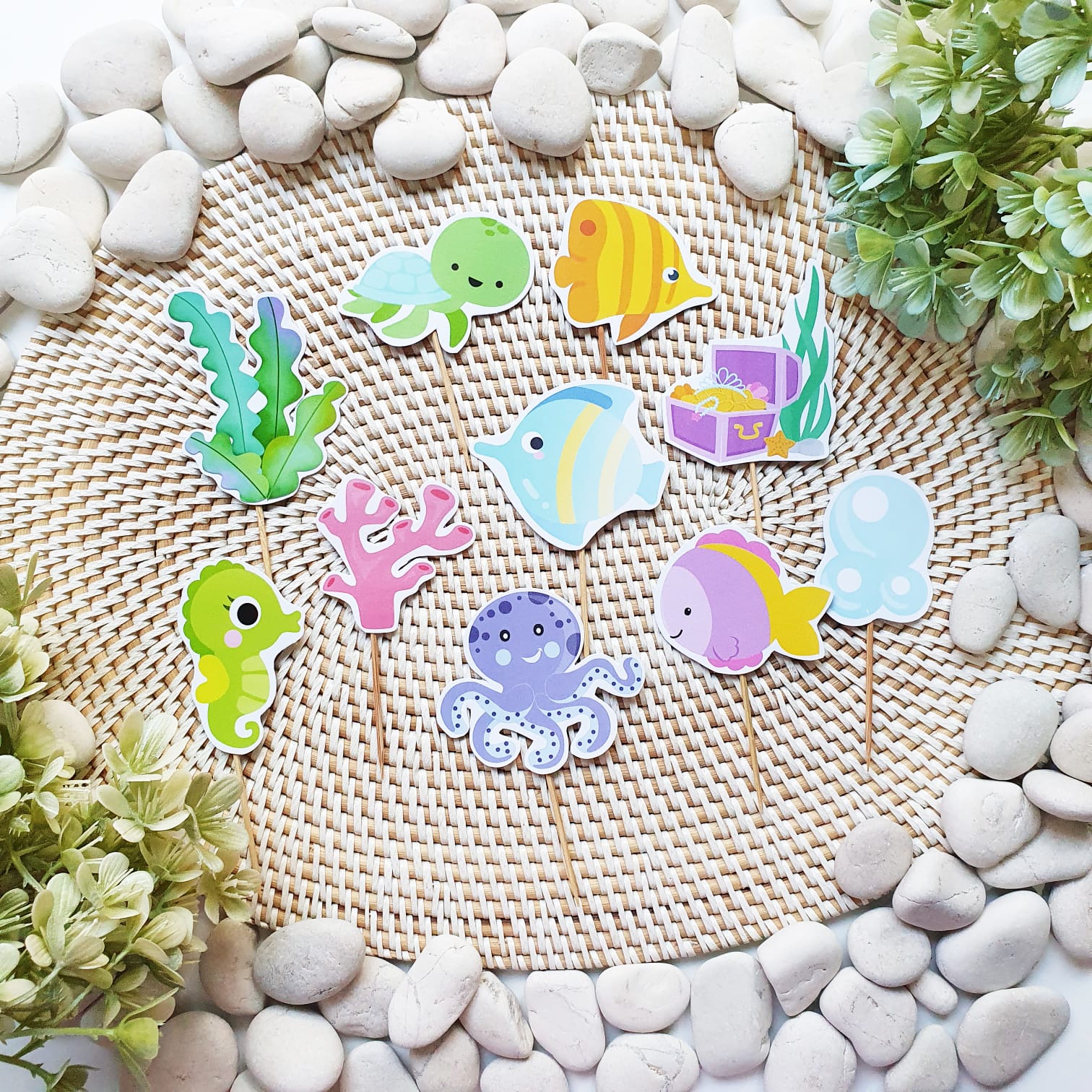 Sea Animals Creatures Binatang Laut Birthday Cake Topper Cupcake ...