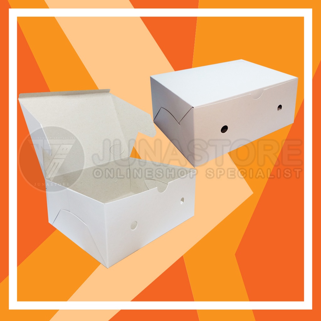 Dus kue / snack box putih polos model tutup sambung (GS) 12x12 (isi ...