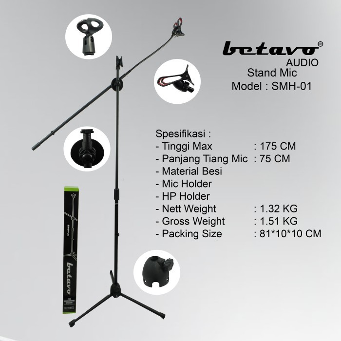 Stand Mic Panjang Tripod Tiang Betavo SMH 01 Besi Lentur | Lazada Indonesia