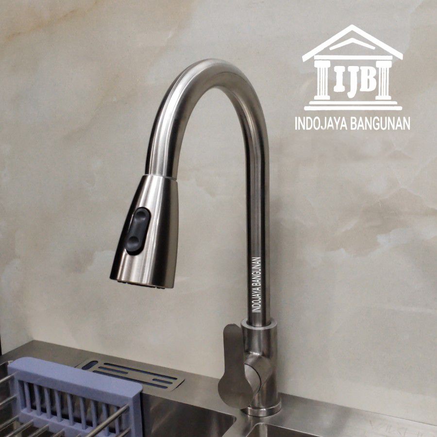 Kran Sink Meja Tarik Panas Dingin Stainless Satin Hitam | Lazada Indonesia