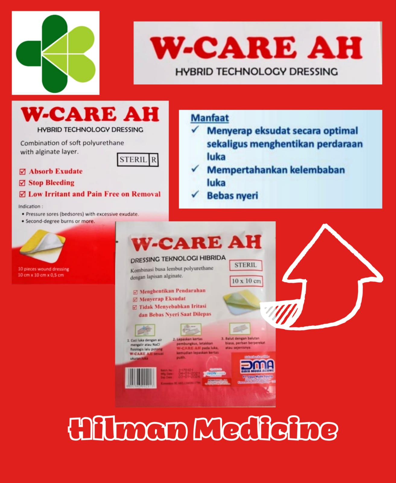 We Care AH (10cm x 10cm) Menutup, Menyerap Luka Basah, Berair ...