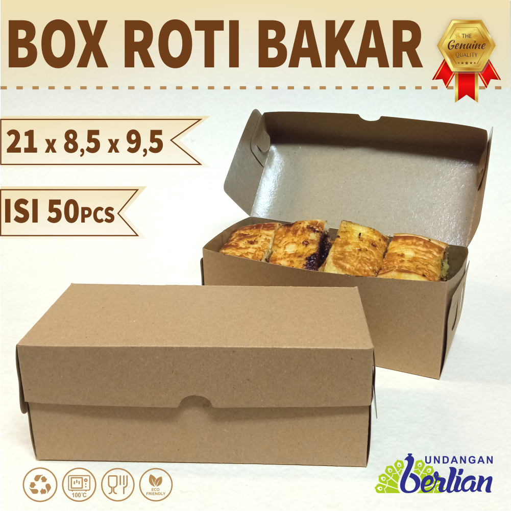 (50 PCS) DUS BOX ROTI BAKAR , KOTAK ROTI BAKAR 21X8,5X9,5 CM , BOX ROTI ...