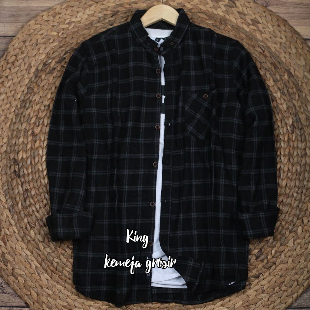 hem kotak kotak pria lengan panjang baju kemeja cowok flanel pria ...
