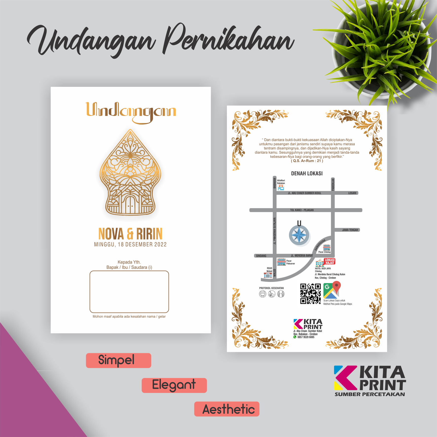 [300 Pcs] Kartu Undangan Pernikahan Rustik Gunung Wayang Modern untuk ...