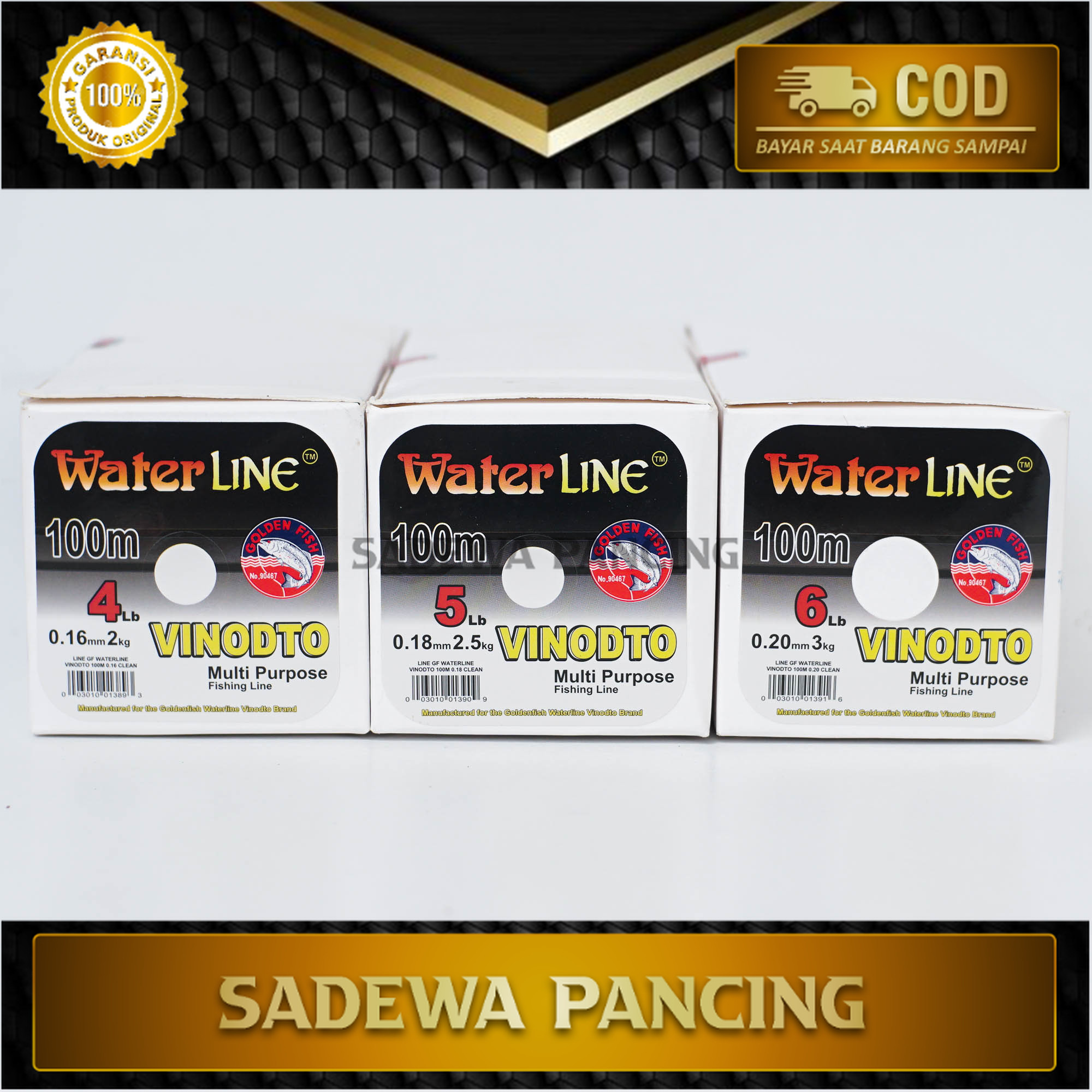 Senar Pancing Waterline Vinodto Goldenfish Warna Clear Fluorocarbon ...